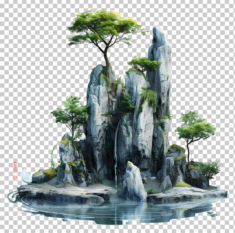 China - Rocky Island With Trees Illustration PNG, Clipart, Artistic ...