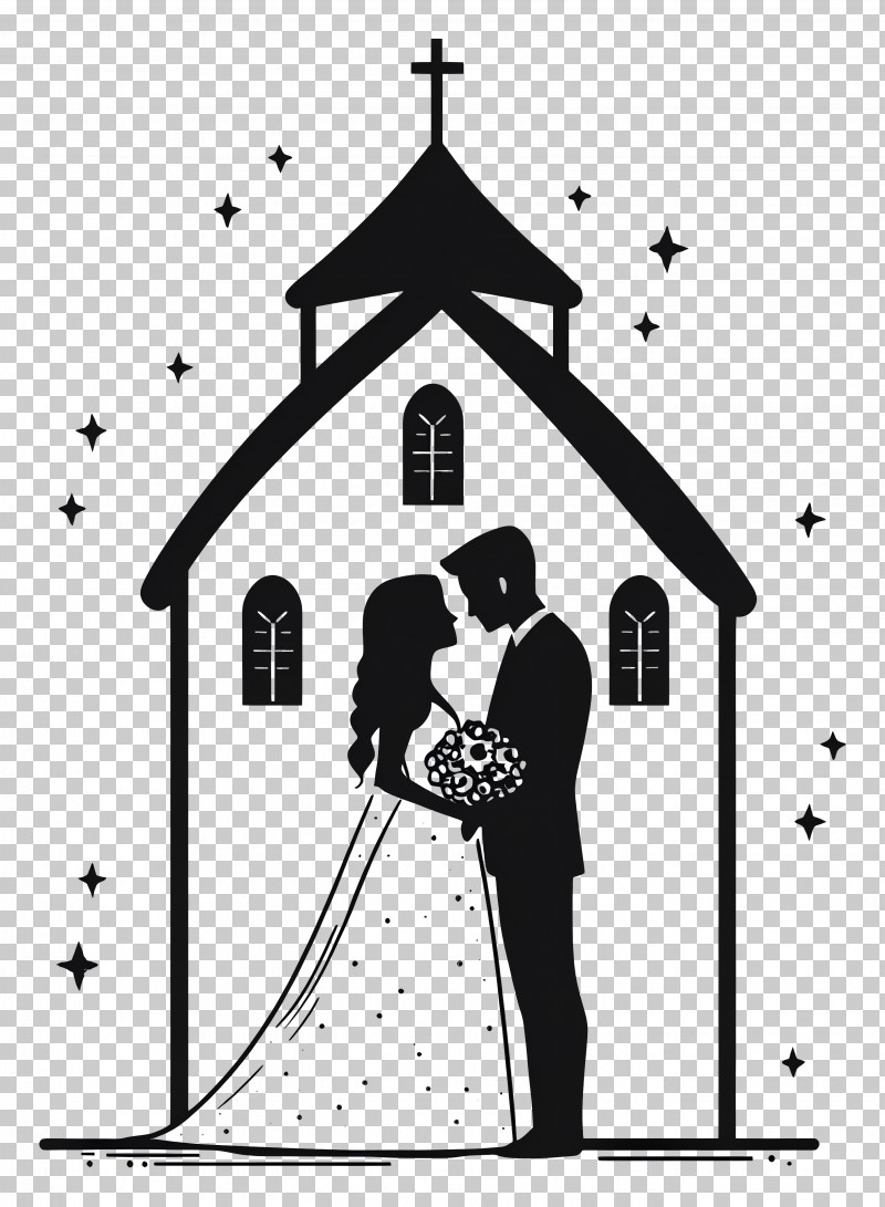 Wedding Church - Silhouette Church With Bride And Groom PNG, Clipart ...