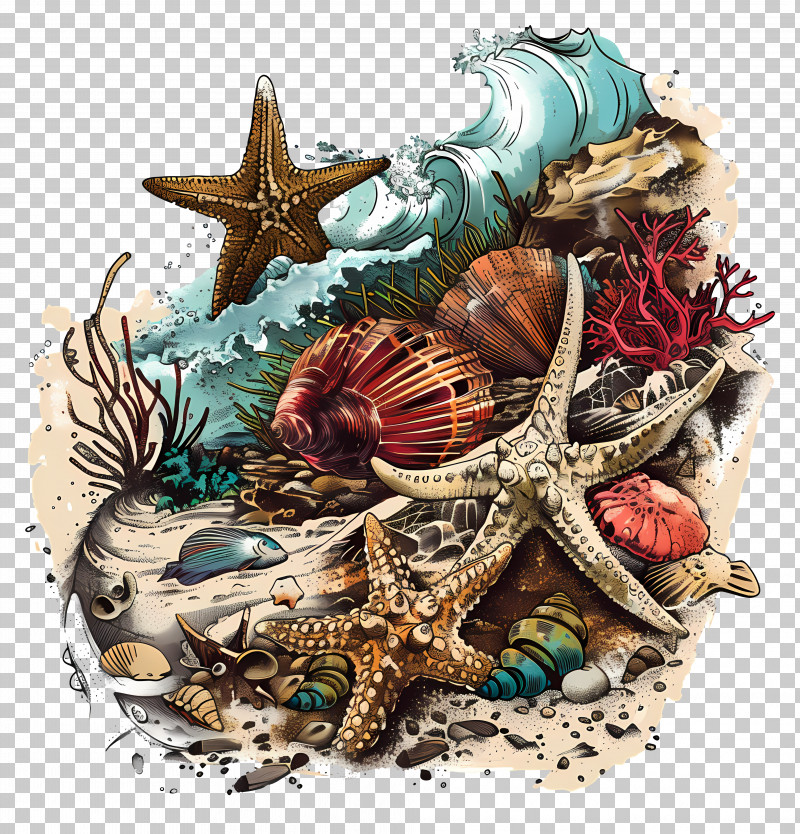 Beachcombing - Colorful Marine Life Illustration PNG, Clipart, Aquatic ...