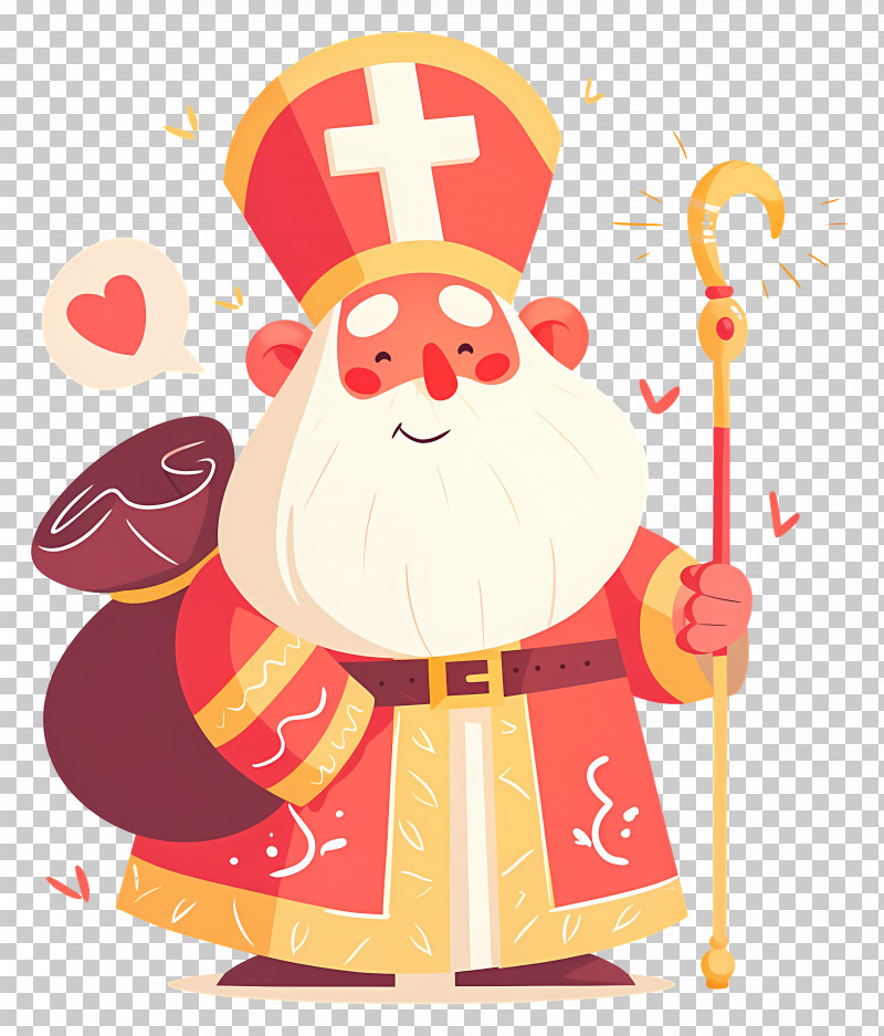 Saint Nicholas - St. Nicholas With Staff And Bag For Christmas PNG ...