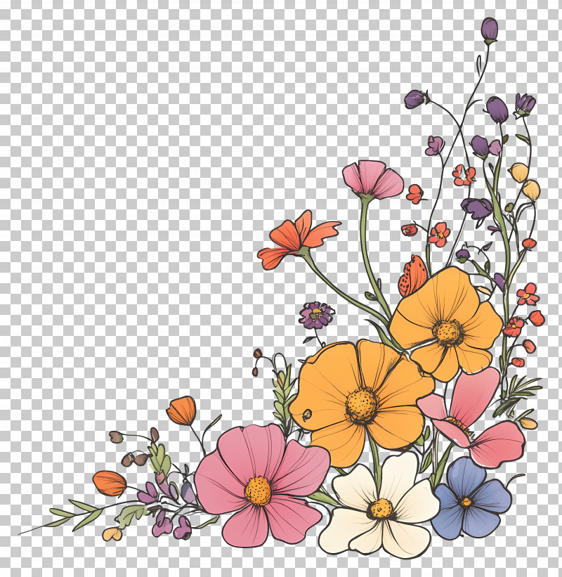 Flower Corner - Colorful Floral Corner Design PNG, Clipart, Bouquet ...