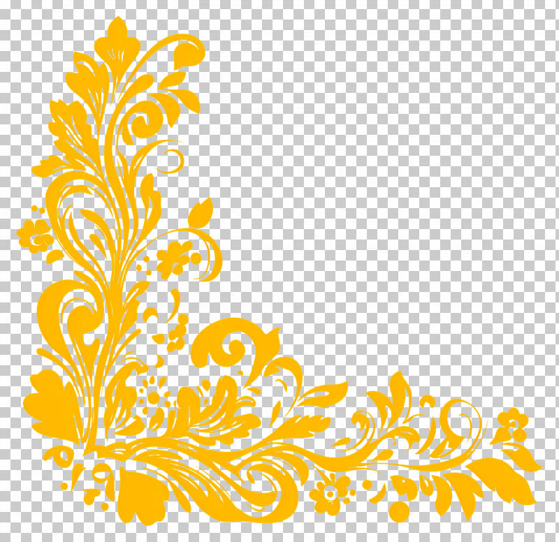 Corner - Yellow Floral Ornament Corner Design PNG, Clipart, Artistic ...