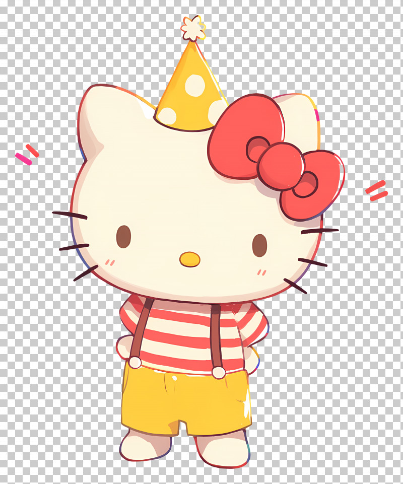 Hello Kitty Birthday - Cartoon Cat With Party Hat PNG, Clipart, Bow ...