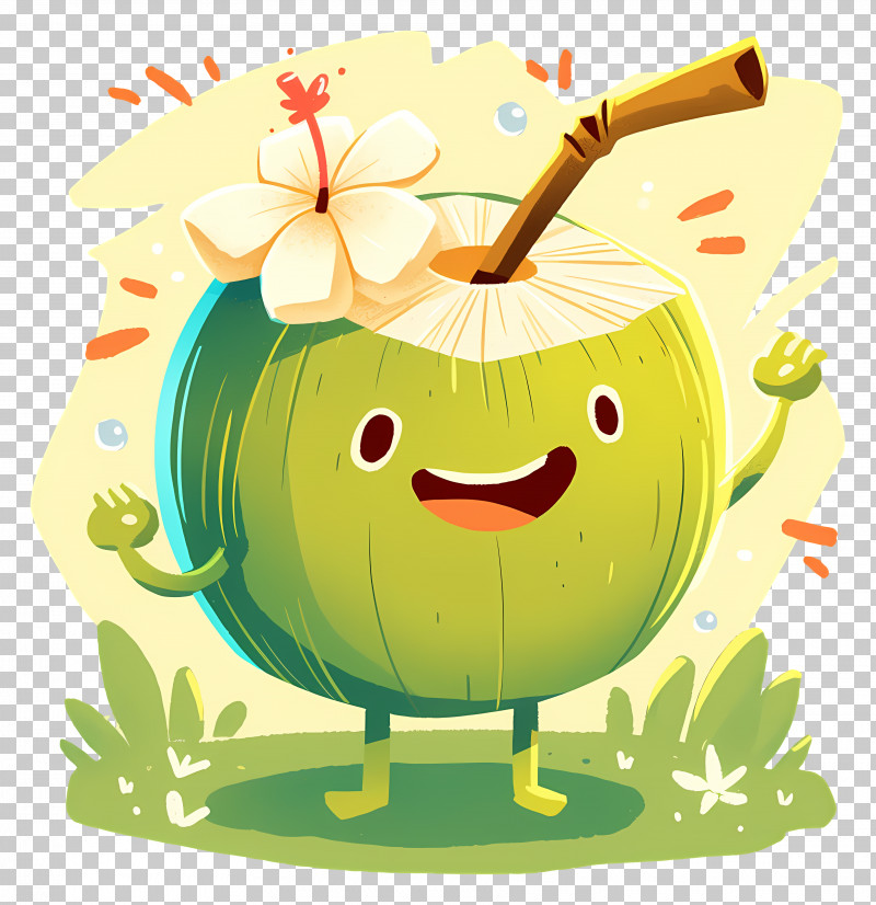 Cartoon Coconut - Happy Coconut With Flower PNG, Clipart, Beach ...