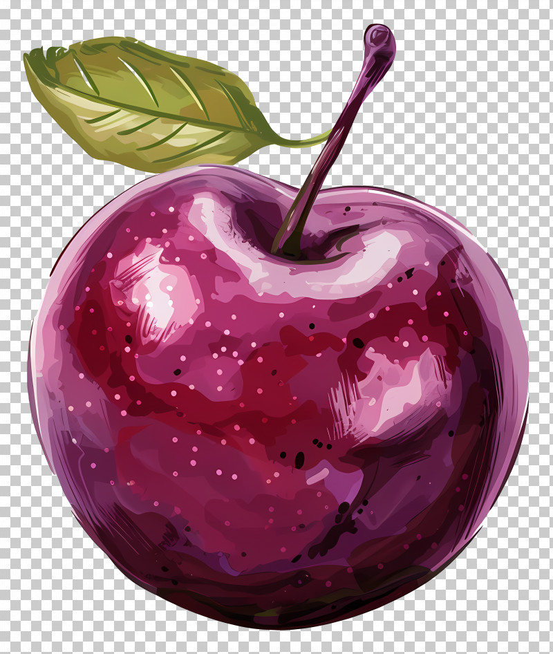 Plum - Illustrated Red Apple With Leaf PNG, Clipart, Apple, Apple Tree ...