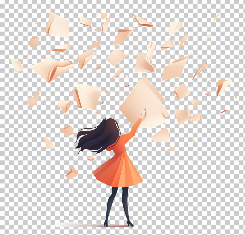 Animated Paper - Woman With Flying Papers PNG, Clipart, Animated Paper, Art, Expression, Freedom ...