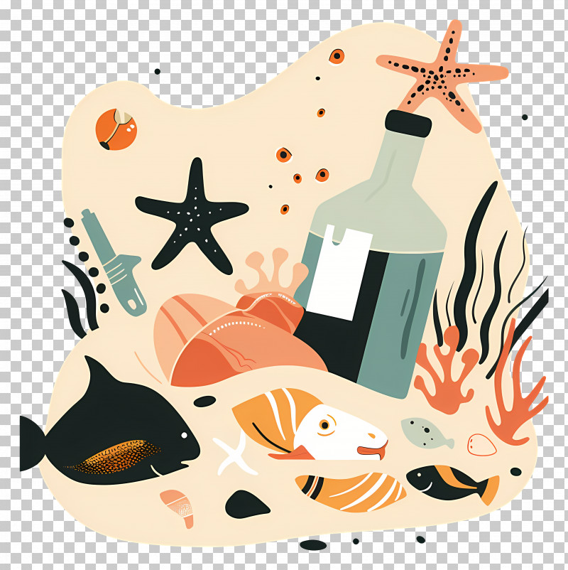 Beachcombing - Underwater Scene With Fish And Bottle PNG, Clipart ...