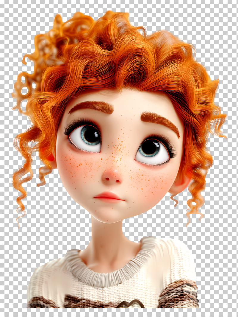 Freckled Girl - Curly-Haired Cartoon Girl With Freckles PNG, Clipart ...