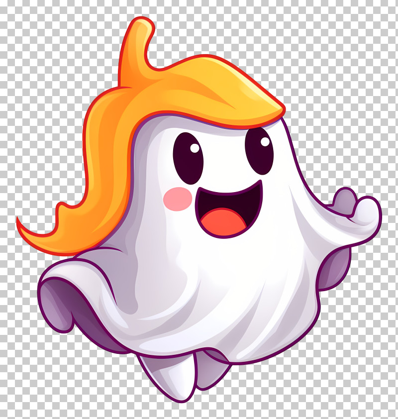 Cartoon Ghost - Happy Ghost With Orange Hair Illustration PNG, Clipart ...