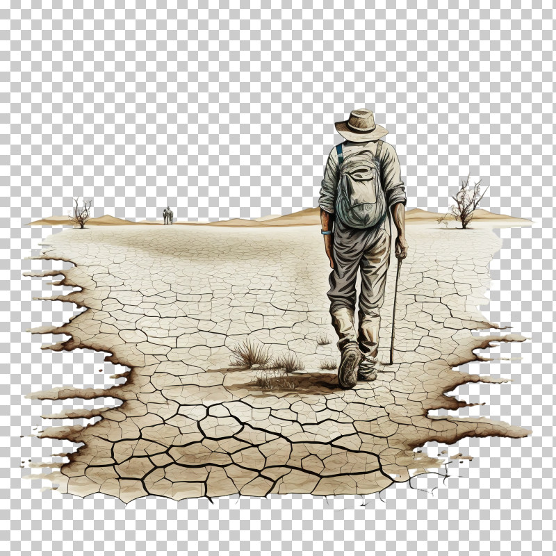 World Day To Combat Desertification - Man Walking In The Desert PNG ...