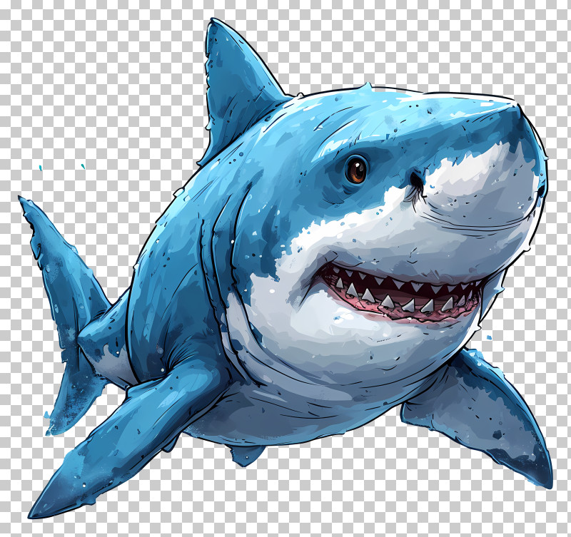 Shark - Blue Shark Illustration In Cartoon Style PNG, Clipart, Aquatic ...