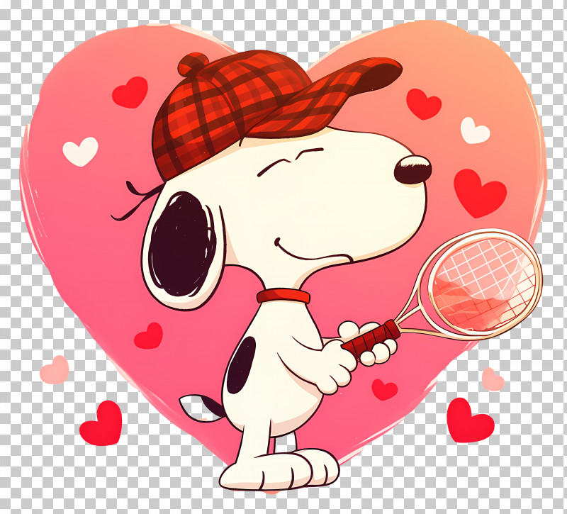 Love Snoopy - Cartoon Dog With Cap And Tennis Racket In Heart ...