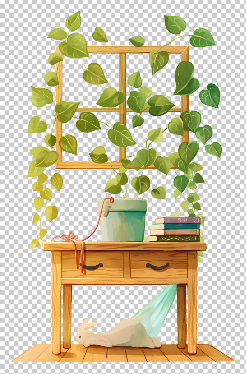 Small Wooden Table - Table With Plants And Books PNG, Clipart, Books ...