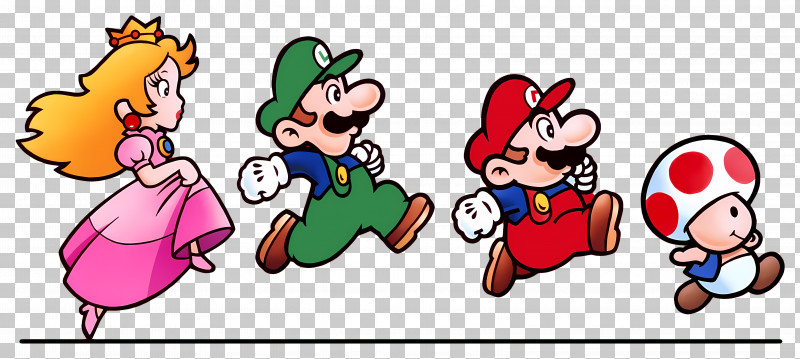 Super Mario - Mario And Friends Running Together PNG, Clipart ...