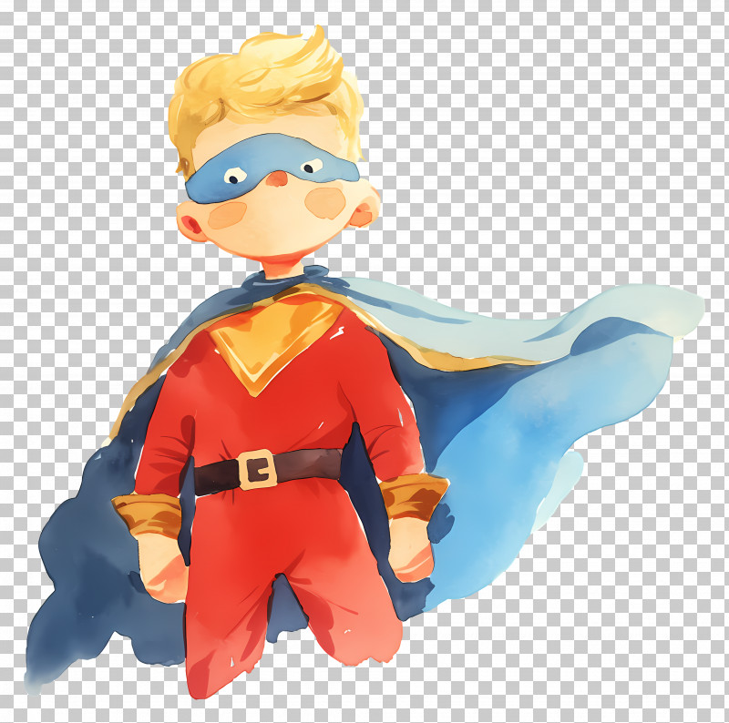 Watercolor Superhero - Superhero In Red Suit With Blue Cape PNG ...