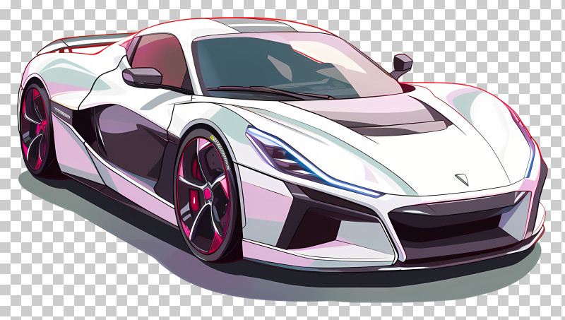Rimac Nevera - White Sportscar Illustration In Futuristic Style PNG ...