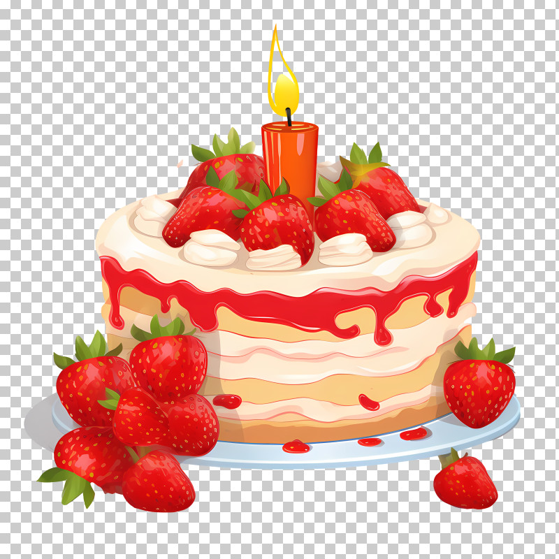 Birthday Cake - Delicious Strawberry Cake With Candle PNG, Clipart ...