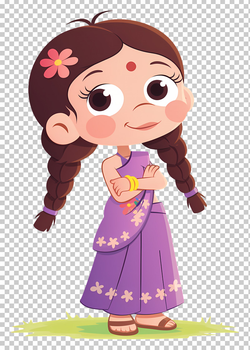 Chutki - Cartoon Girl In Purple Traditional Dress PNG, Clipart ...