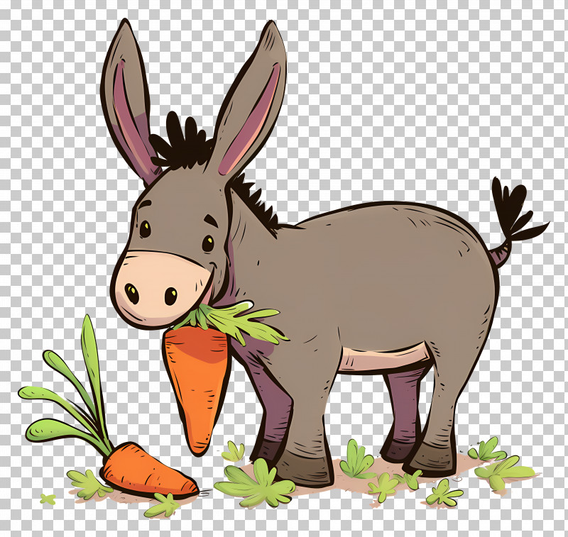 Donkey Eating Carrots - Cute Donkey With Carrot PNG, Clipart, Animal ...