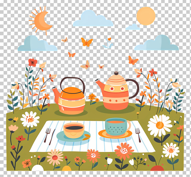 Spring - Picnic Tea Set With Flowers PNG, Clipart, Flowers, Morning ...