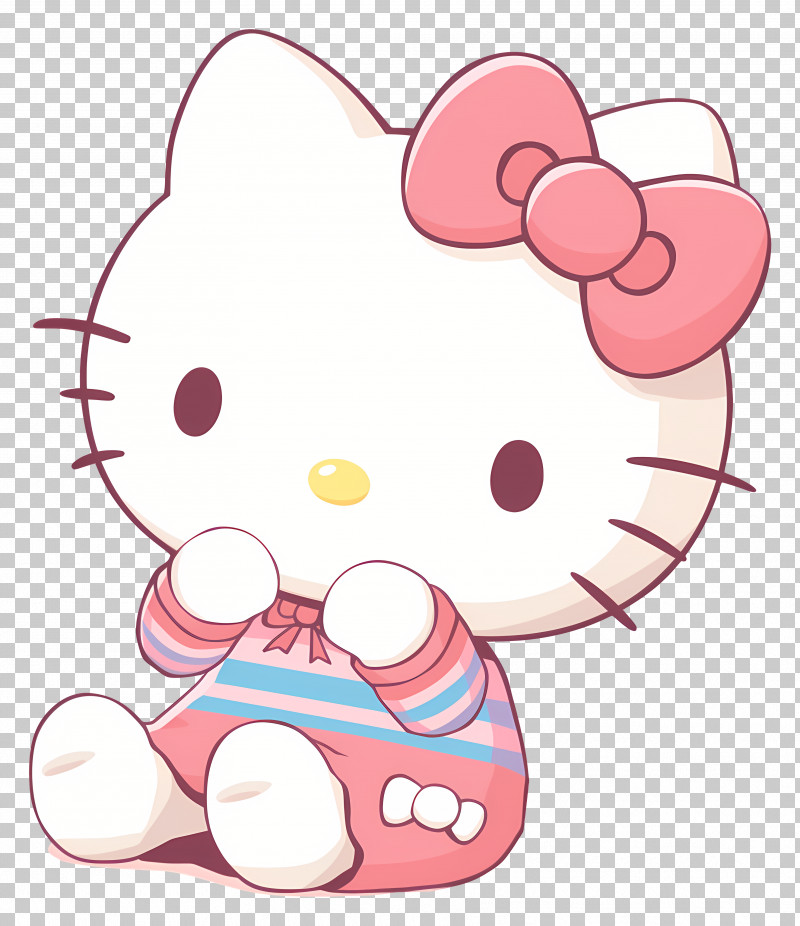 Hello Kitty - Sitting Hello Kitty In Striped Outfit PNG, Clipart ...