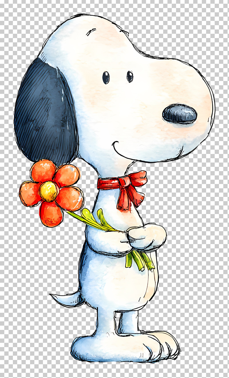 Watercolor Snoopy - Cartoon Dog With Flower PNG, Clipart, Animal ...