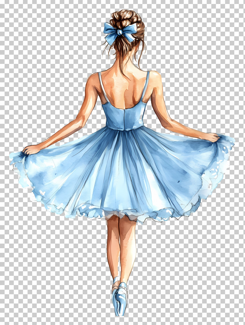 Ballet - Ballerina In Blue Dress Illustration PNG, Clipart, Artistic ...