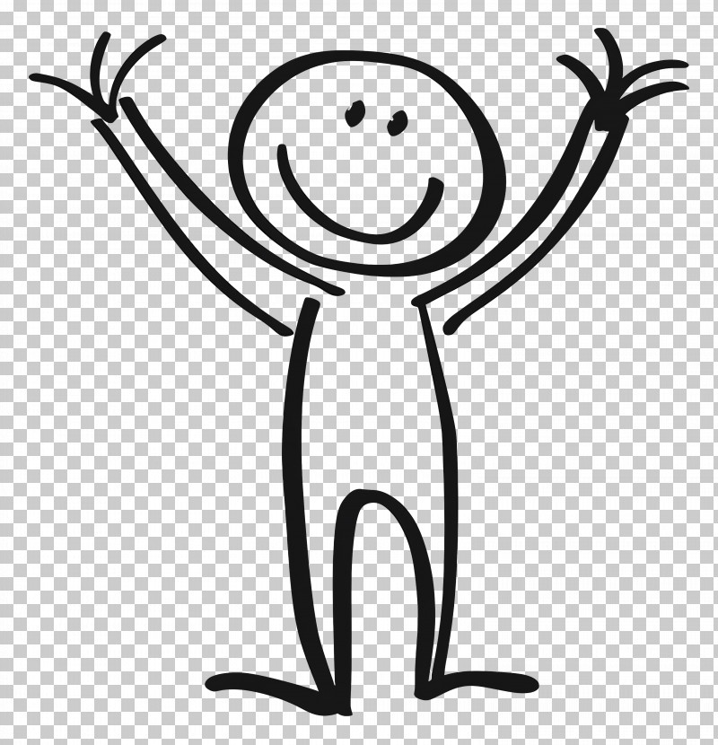 Happy Stick Figure - Black Stick Figure Doodle With Smile PNG, Clipart ...