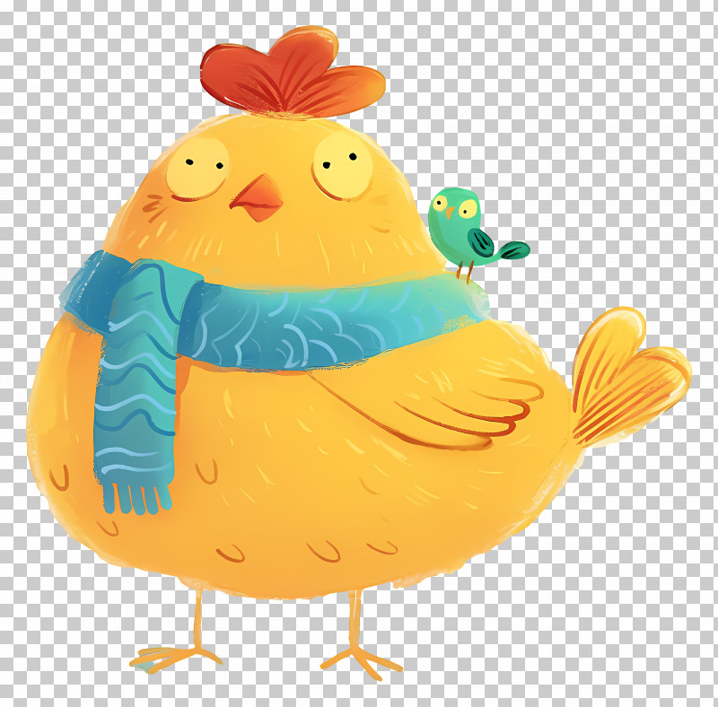 Cute Yellow Chick - Chicken Wearing A Scarf PNG, Clipart, Bird, Chicken ...