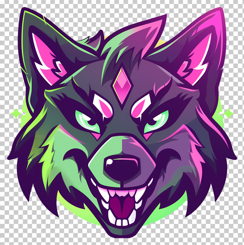 Wolf Head - Neon Wolf Illustration In Vibrant Colors PNG, Clipart ...