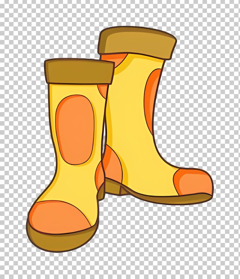 Cartoon - Yellow Cartoon Rain Boots With Orange Patches PNG, Clipart ...