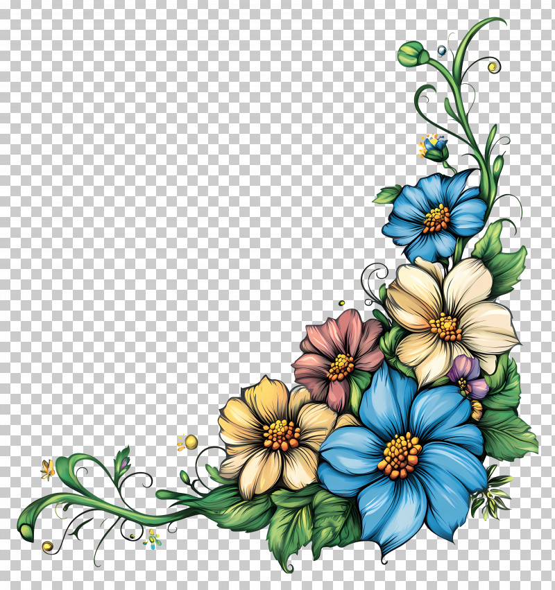 Flower Corner - Colorful Decorative Floral Corner Design PNG, Clipart ...