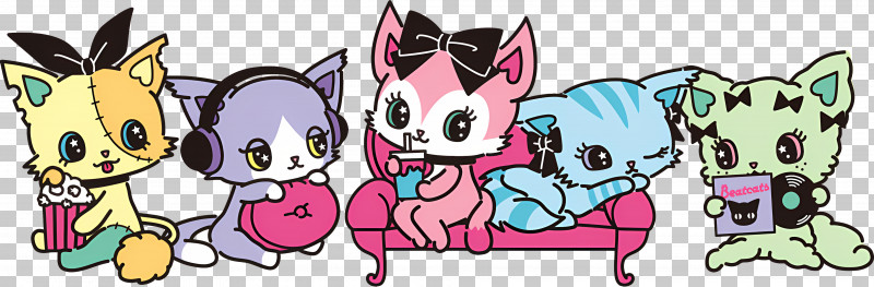 Beatcats - Cute Colorful Cats On A Couch PNG, Clipart, Adorable ...