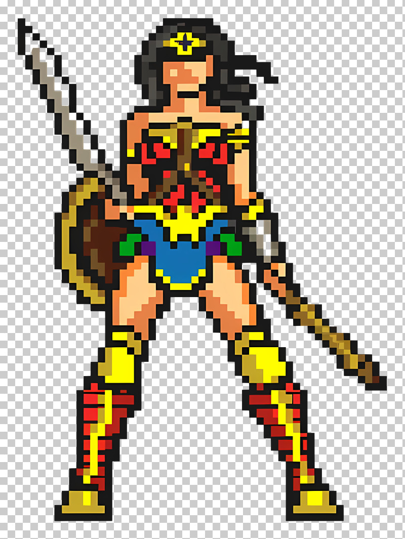 Wonder Woman - Pixel Art Warrior With Spear And Shield PNG, Clipart, 8 ...