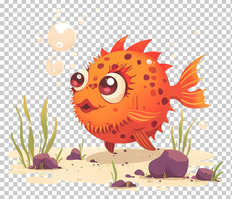 Cute Pufferfish - Orange Pufferfish Underwater PNG, Clipart, Aquatic ...