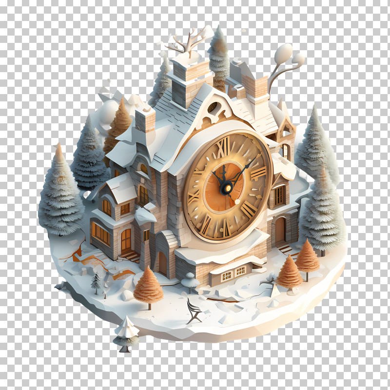 Winter Time - Snowy Clock House PNG, Clipart, Architecture, Clock House ...