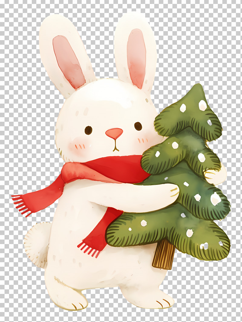 Christmas Rabbit - Cute Bunny With Christmas Tree Illustration PNG ...
