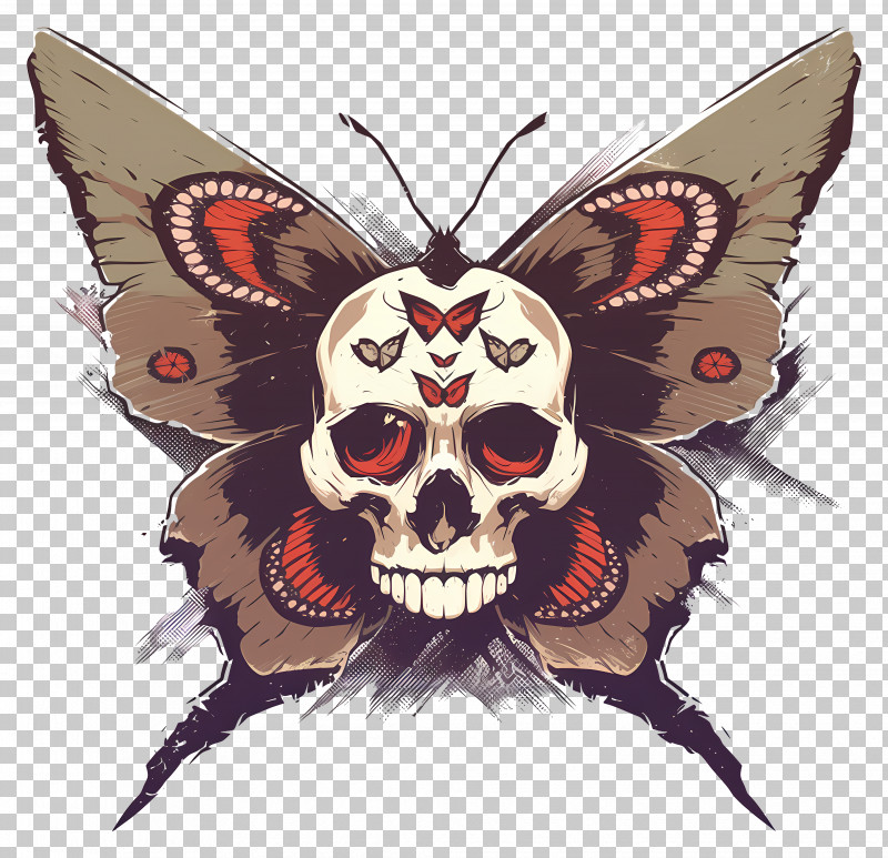 Butterfly Skull Tattoo - Skull With Butterfly Illustration PNG, Clipart ...