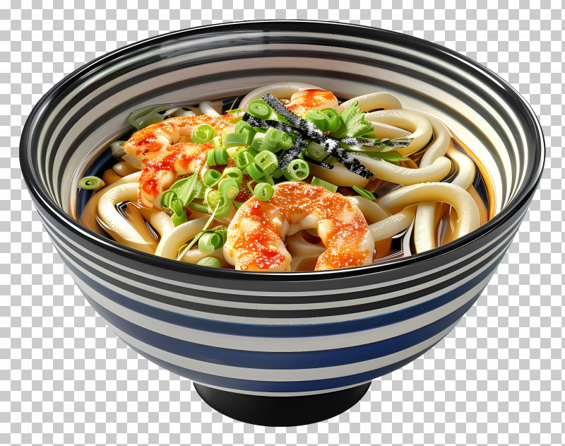 Udon - Udon With Shrimp In Striped Bowl PNG, Clipart, Bowl, Comfort ...