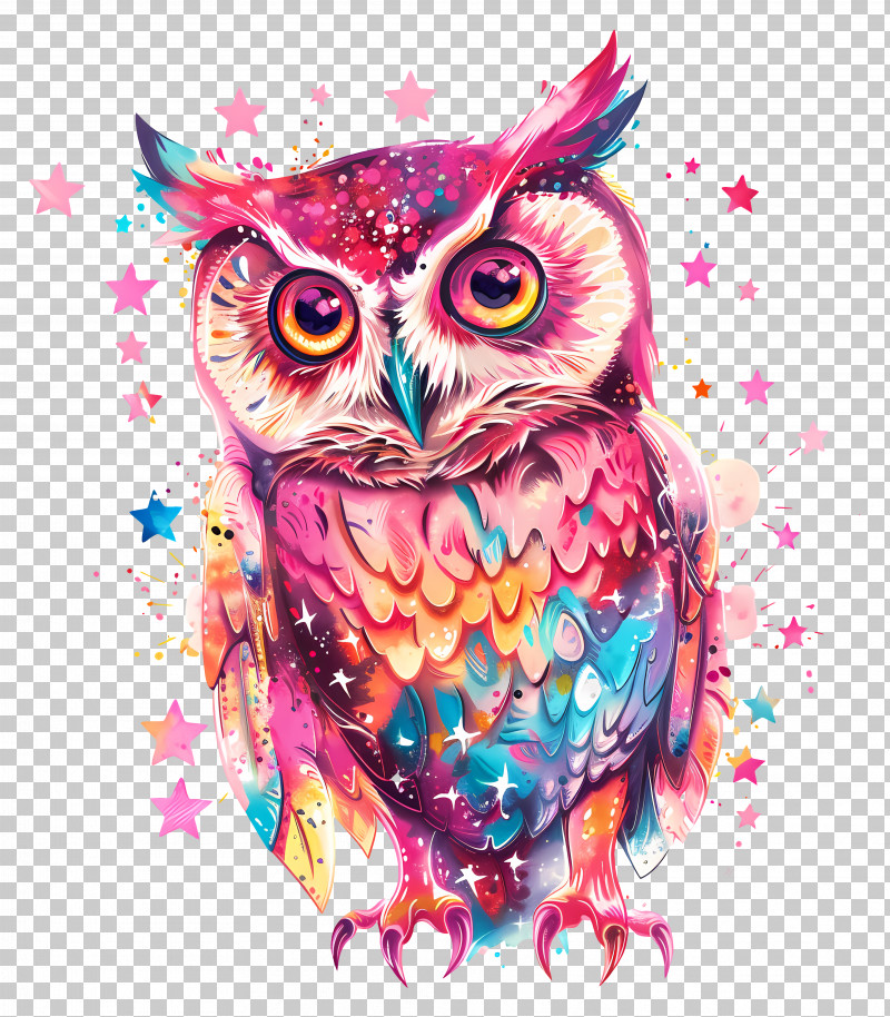 Owl - Vivid Colorful Owl With Stars PNG, Clipart, Artist's Imagination ...
