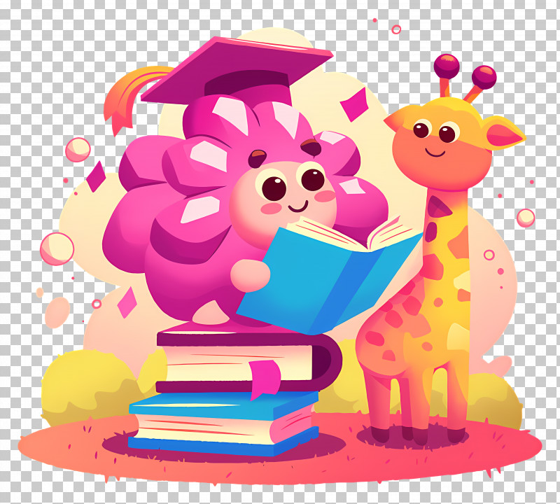 Kindergarten - Pink Brain Cartoon Illustration For Education Concept ...