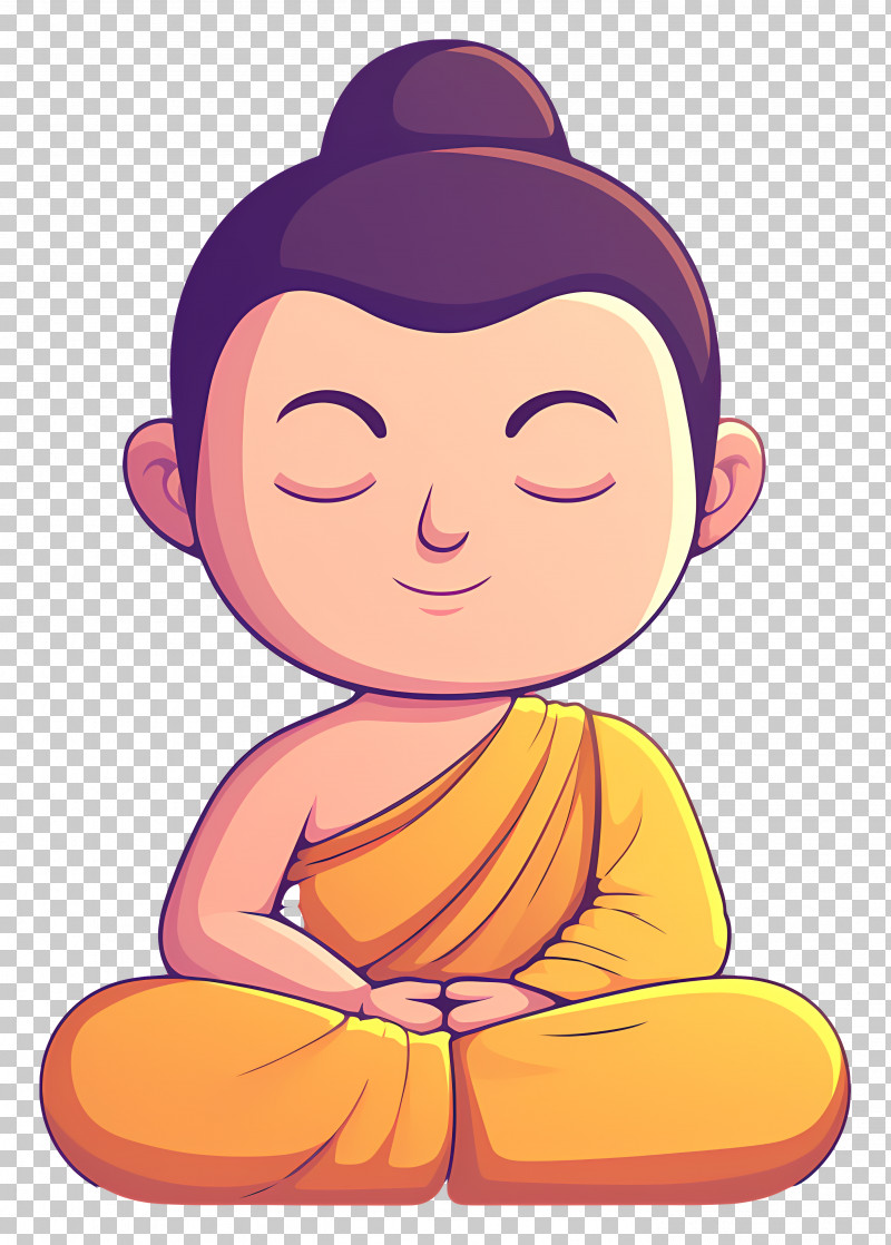 Cartoon Buddha - Meditating Monk In Peace PNG, Clipart, Buddhism, Calm ...