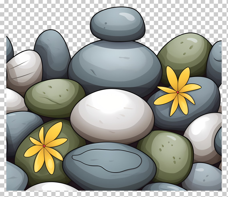Cartoon Image - Colorful Stones With Yellow Flowers PNG, Clipart ...