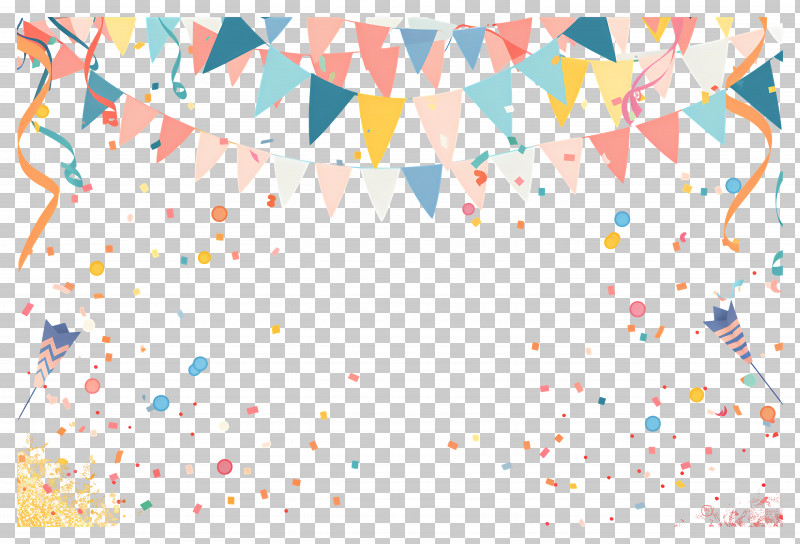 Birthday Background - Colorful Party Decorations With Bunting And Confetti PNG, Clipart ...