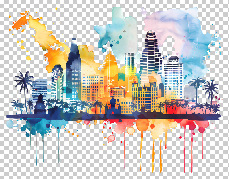 Cebu City Skyline - Watercolor City Skyline Artwork PNG, Clipart ...