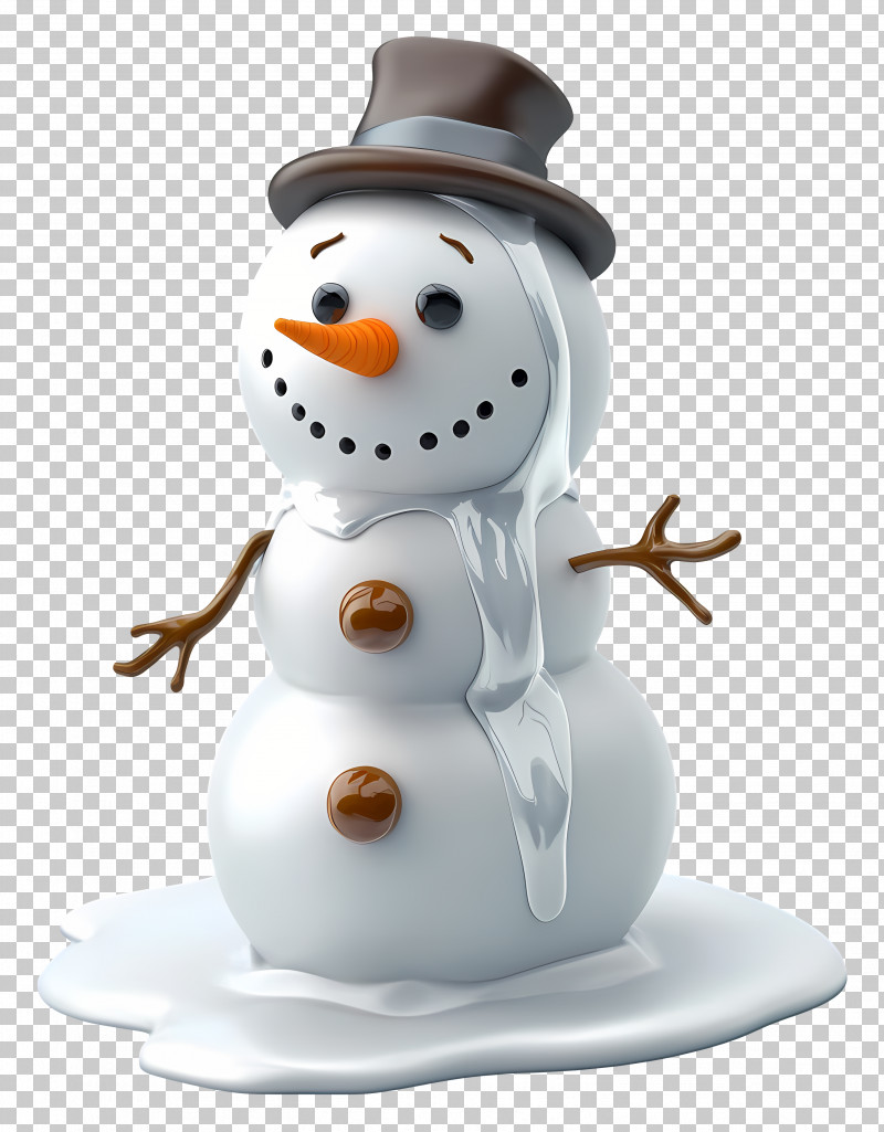 Melting Snowman - Melting Snowman With Black Hat PNG, Clipart, Carrot ...