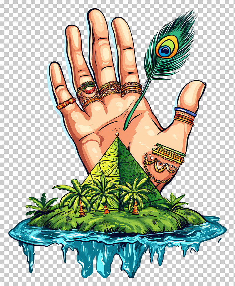 Hindu Hand - Decorative Hand With Peacock Feather PNG, Clipart ...