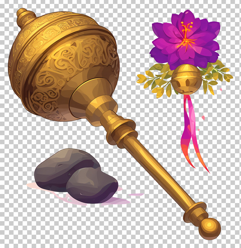 Golden Mace - Golden Scepter And Flower Illustration PNG, Clipart ...