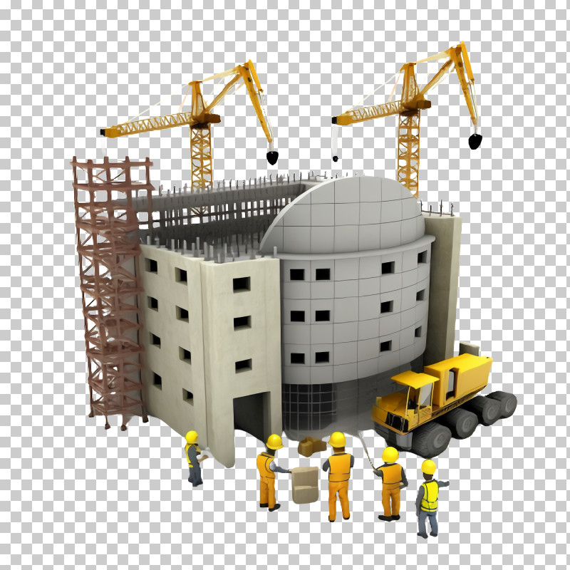 Construction Workers - Construction Site With Workers And Equipment PNG ...