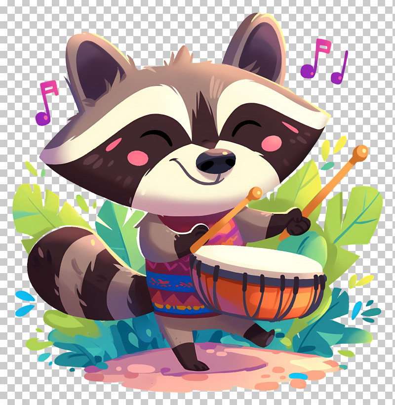 Raccoon Playing Drum - Cartoon Raccoon Playing Drums PNG, Clipart, Band ...
